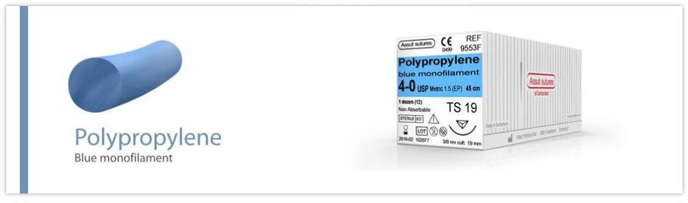 Suture Assut Polypropylene 4/0 19mm 3/8 CRC - USL Medical