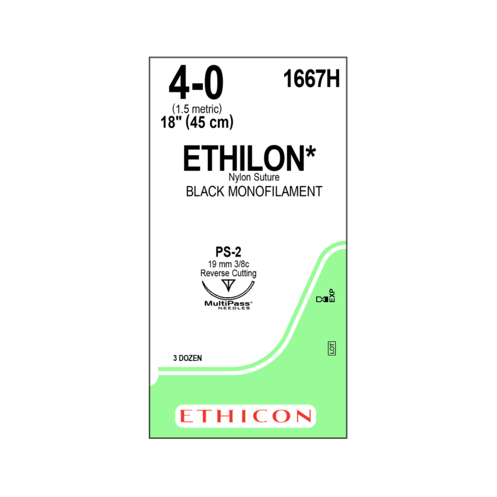 Suture Ethilon Black 4-0 19mm 45cm - USL Medical